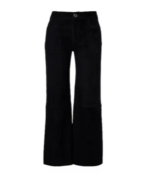 Stouls Lilou Cropped Suede Wide-leg Pants - Black