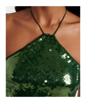 Oseree Marylin Sequined Halterneck Crop Top