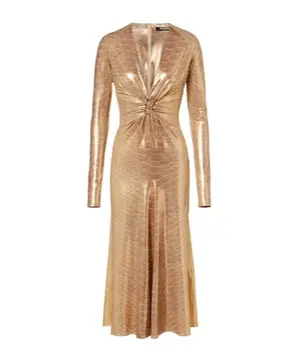 Roberto Cavalli Embellished Snake-print Midi Dress - Nude