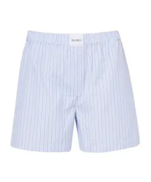 Attico Striped Cotton Shorts - Blue