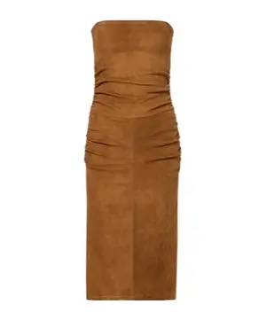 Stouls Salma Ruched Suede Midi Dress
