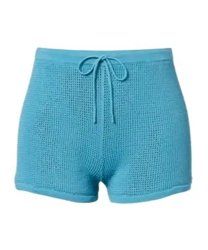 Staud Samara Cotton Shorts - Blue