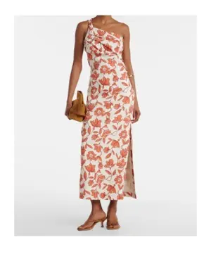 SIR. Chloe One-shoulder Floral Linen-blend Midi Dress