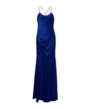 Victoria Beckham Gathered Crêpe Satin Gown - Blue