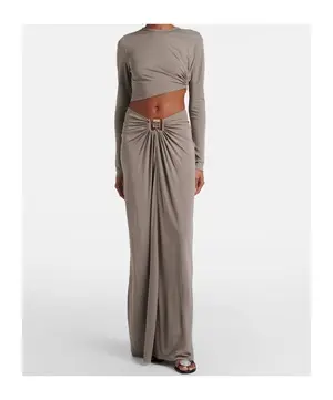 Christopher Esber Bezel Quartz Gathered Jersey Maxi Skirt