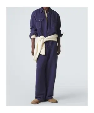Studio Nicholson Sonny Cotton And Linen Wide-leg Pants
