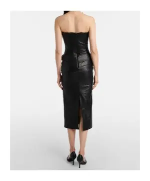 Alex Perry Strapless Leather Midi Dress