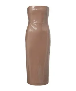 Alex Perry Sequined Strapless Midi Dress - Brown