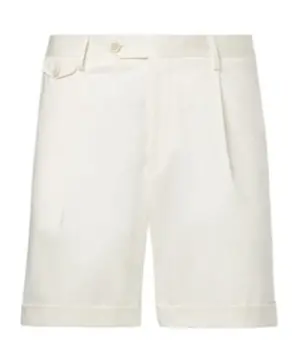 LARDINI Pleated Cotton-blend Bermuda Shorts - White