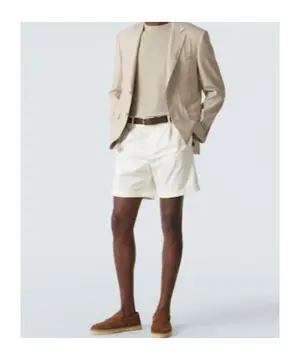 LARDINI Pleated Cotton-blend Bermuda Shorts