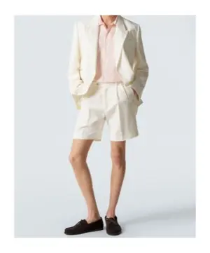Auralee Pleated Wool, Cotton, And Linen Shorts