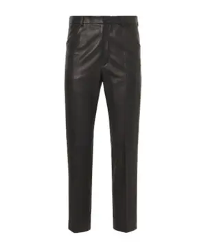 Auralee Leather Straight Pants - Black