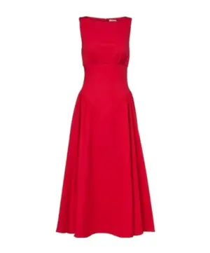 Staud Gwen Cotton Poplin Midi Dress - Red