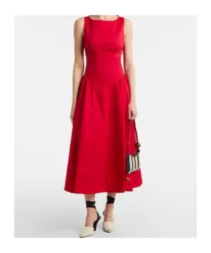 Staud Gwen Cotton Poplin Midi Dress