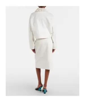 Plan C Embellished Cotton Drill Midi Skirt