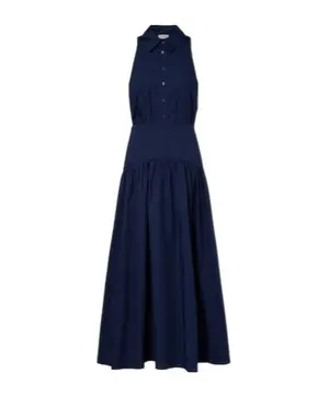 Staud Romy Cotton Midi Dress - Black