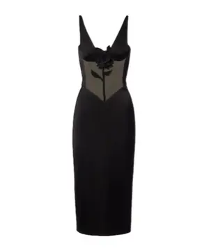 David Koma Floral-appliqué Satin And Taffeta Gown - Black
