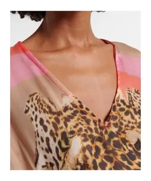 Roberto Cavalli Printed Belted Silk Kaftan
