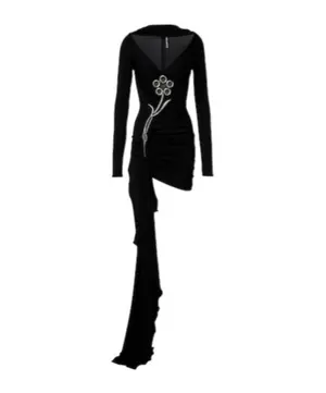 David Koma Embellished Draped Jersey Minidress - Black