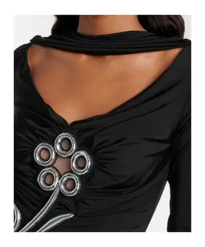 David Koma Embellished Draped Jersey Minidress