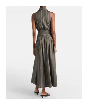 Staud Romy Striped Cotton Midi Dress