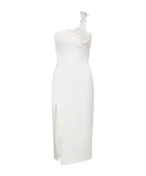 David Koma Floral-applique Bustier Dress - White