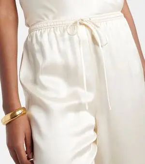 Rebecca Vallance Elise Silk Satin Flared Pants