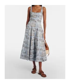 Staud Wells Floral Cotton Poplin Midi Dress