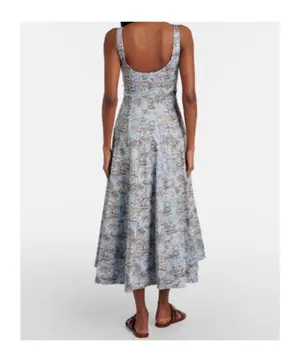 Staud Wells Floral Cotton Poplin Midi Dress