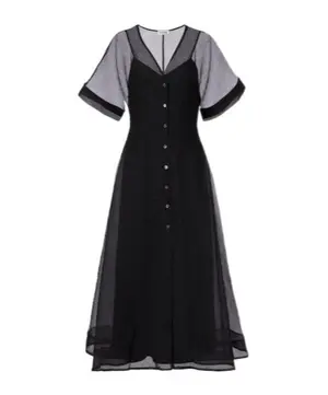 Staud Elle Organza Midi Dress - Black