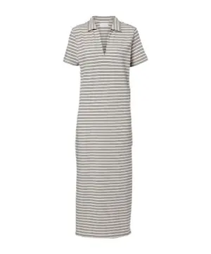 Velvet By Graham & Spencer Corin Striped Cotton Midi Dress - Gray
