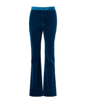 Rabanne Cotton-blend Velvet Flared Pants - Blue
