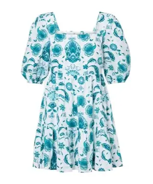Heidi Klein Kos Paisley Linen Minidress - Blue