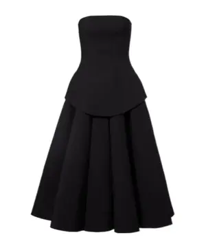Solace Ada Strapless Crepe Midi Dress - Black