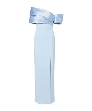 Solace Alexis Asymmetric Off-shoulder Gown - Blue