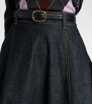 SELF-PORTRAIT High-rise Denim Midi Skirt