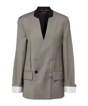 Victoria Beckham Herringbone Virgin Wool Blazer