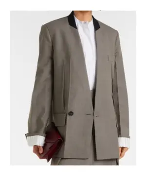 Victoria Beckham Herringbone Virgin Wool Blazer