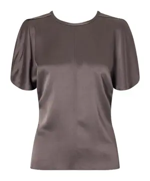 Victoria Beckham Bella's Draped Satin Shirt - Gray
