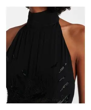 Blumarine Embellished Georgette And Lace Maxi Dress