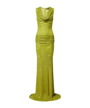 David Koma Sequined Draped Gown - Green