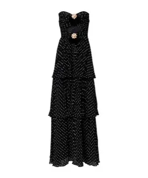 SELF-PORTRAIT Embellished Polka-dot Tiered Gown - Black