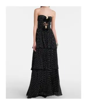 SELF-PORTRAIT Embellished Polka-dot Tiered Gown