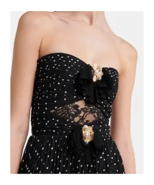 SELF-PORTRAIT Embellished Polka-dot Tiered Gown