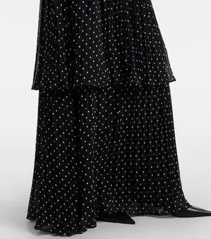 SELF-PORTRAIT Embellished Polka-dot Tiered Gown