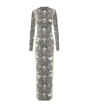 DE LA VALI Kari Zebra-print Maxi Dress - Gray