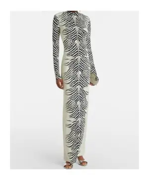 DE LA VALI Kari Zebra-print Maxi Dress