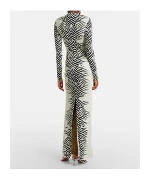DE LA VALI Kari Zebra-print Maxi Dress