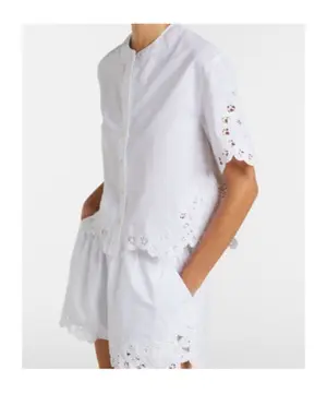 Veronica Beard Aleck Embroidered Cotton Shirt