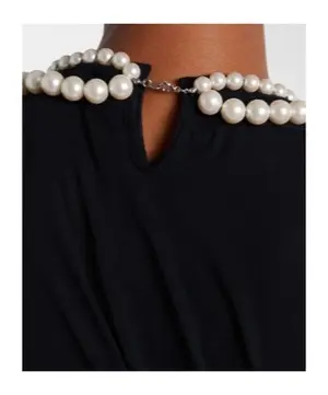 Junya Watanabe Faux Pearl Embellished Draped Cotton Top